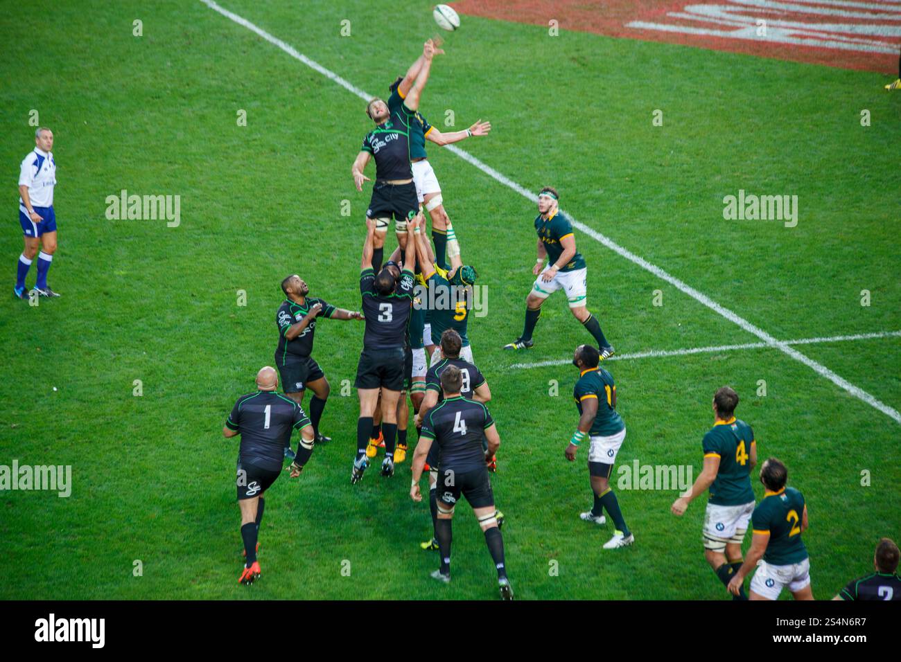 The Springboks, South African National Rugby team in a training match ...