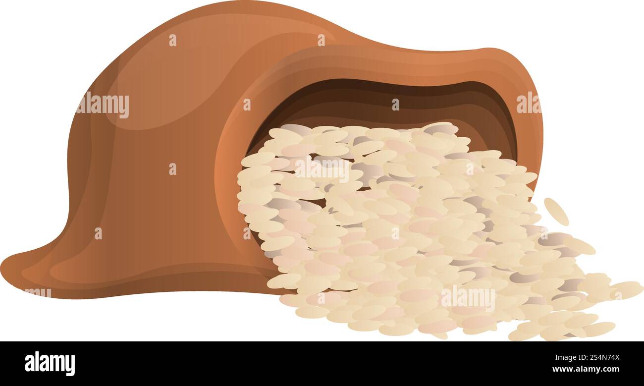 Open rice sack icon. Cartoon of open rice sack vector icon for web ...