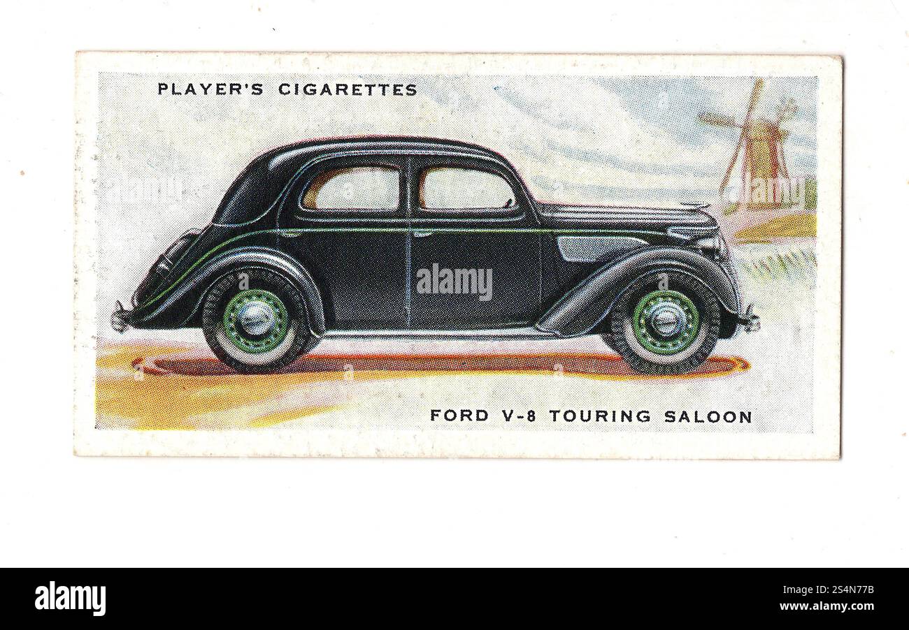 An antique Motor Car cigarette card illustrating a Ford V-8 Touring ...