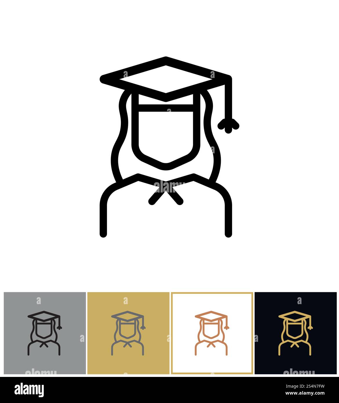 Graduate icon linear, female academy graduation woman symbol isolated ...