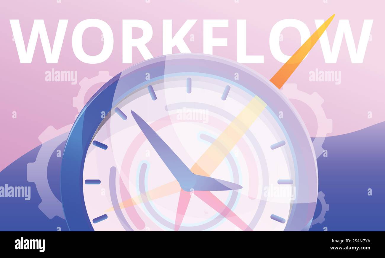 Workflow concept banner. Cartoon illustration of workflow vector ...