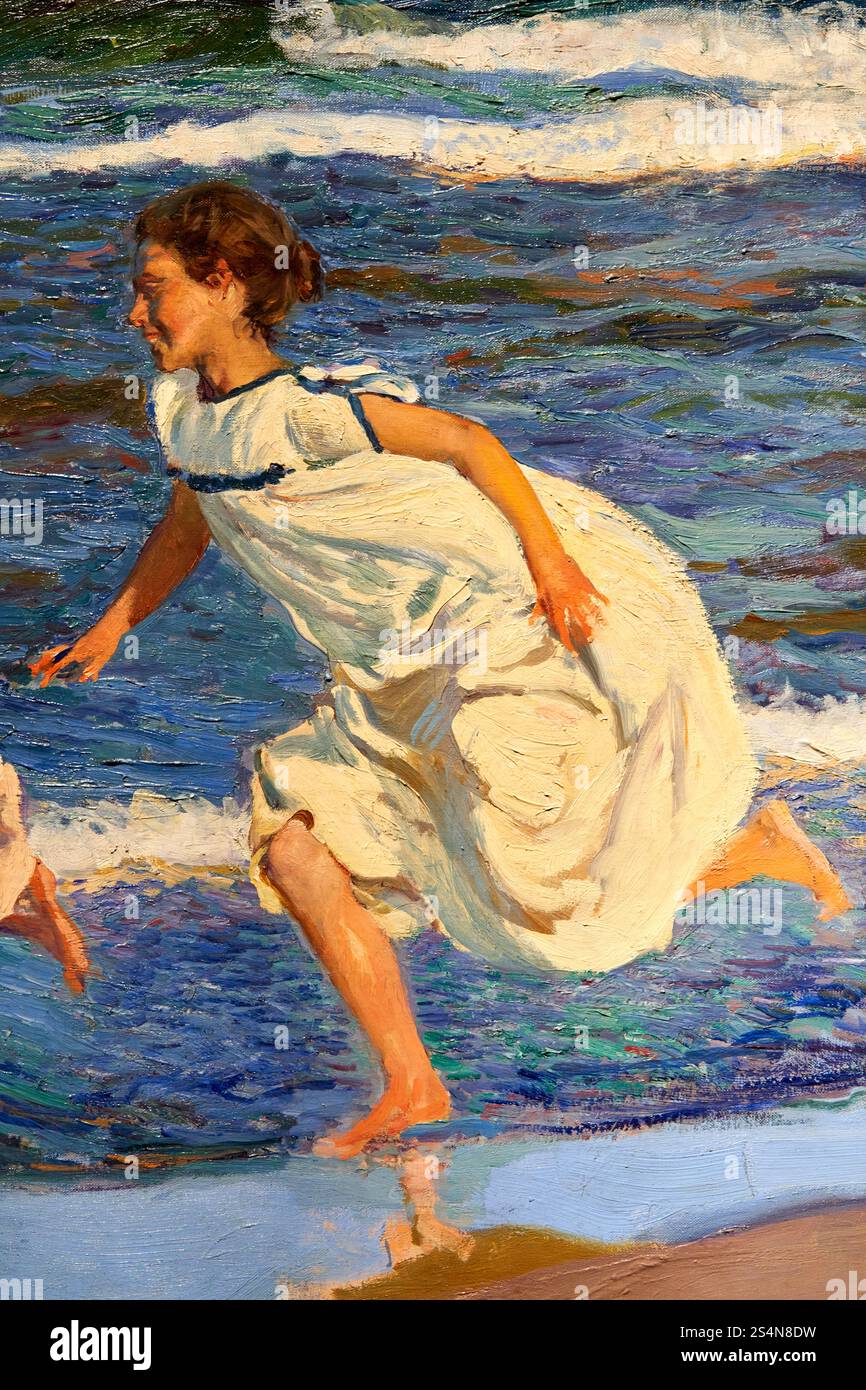 Corriendo por la playa, Running on the beach, Valencia, 1908, Joaquin ...