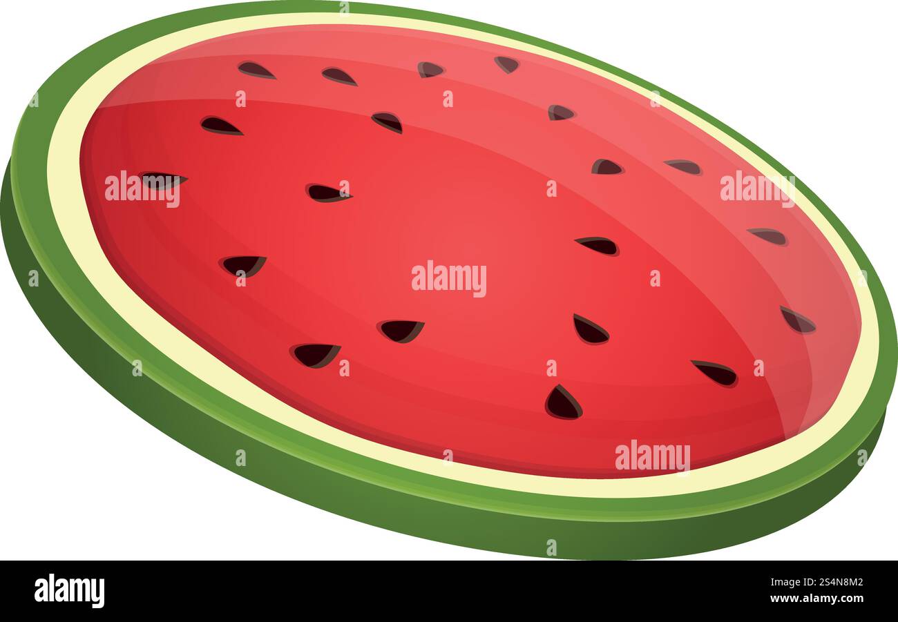 Round watermelon slice icon. Cartoon of round watermelon slice vector ...