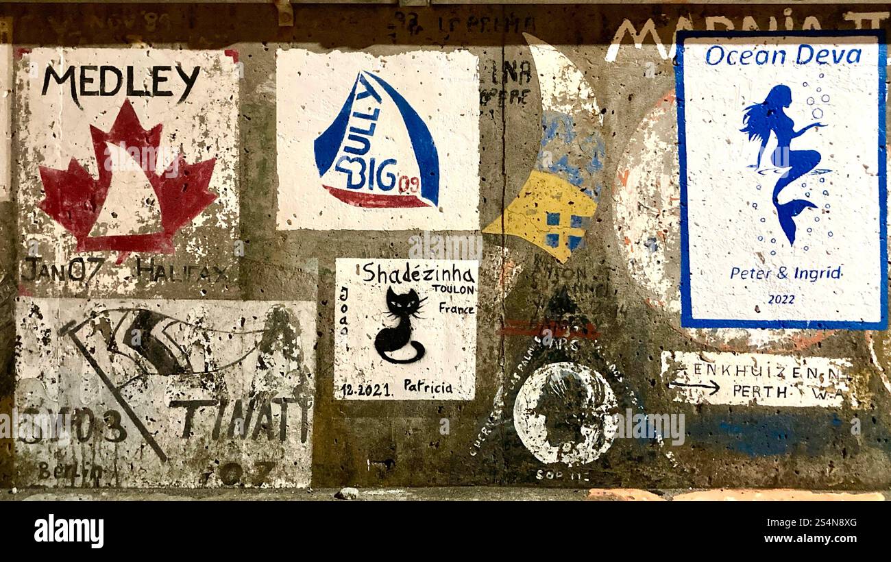 Traditional ‘Good Luck’ paintings on the walls of Madeira Harbour ...