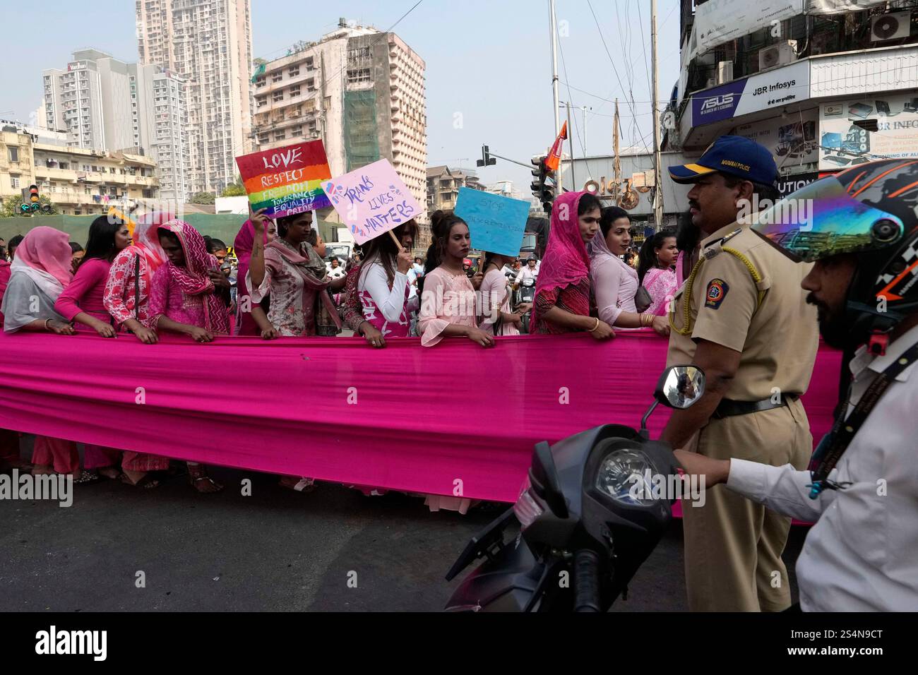 Transgender community members participate in a pink rally, organised by ...