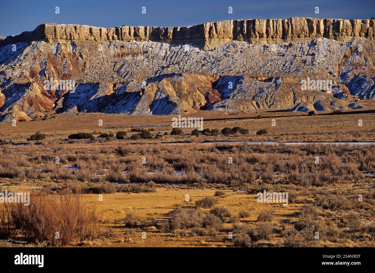 White Mesa, snow in winter, near San Ysidro, New Mexico, USA Stock ...
