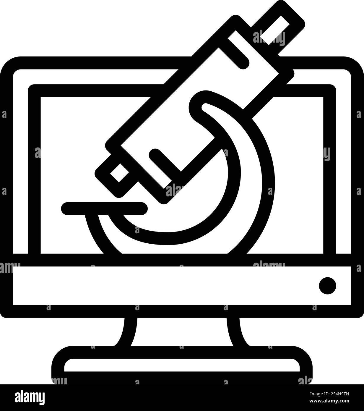 Microscope on the monitor icon. Outline microscope on the monitor ...