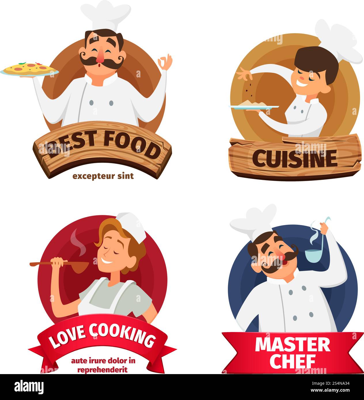 Logo or labels set for restaurant. Characters of chef. Cook of chef ...