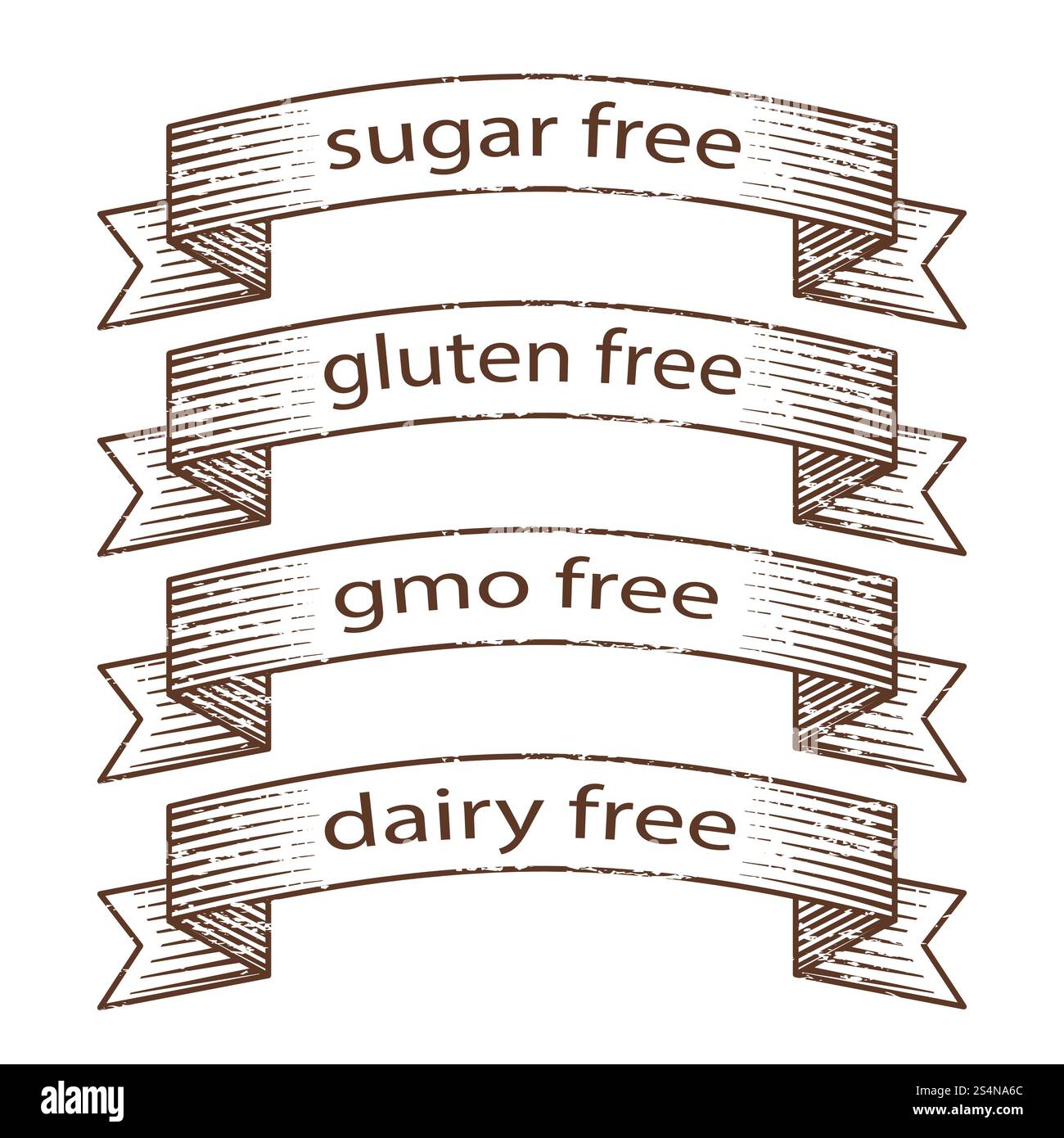 Hand drawn grunge banners - gluten free, sugar free, dairy free, gmo ...
