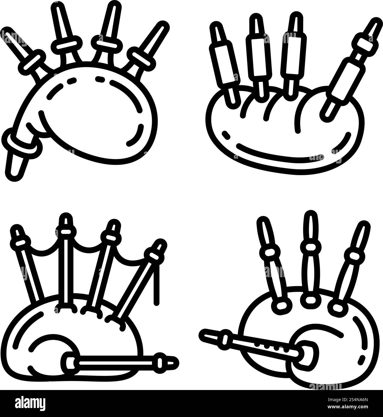 Bagpipes icons set. Outline set of bagpipes vector icons for web design ...