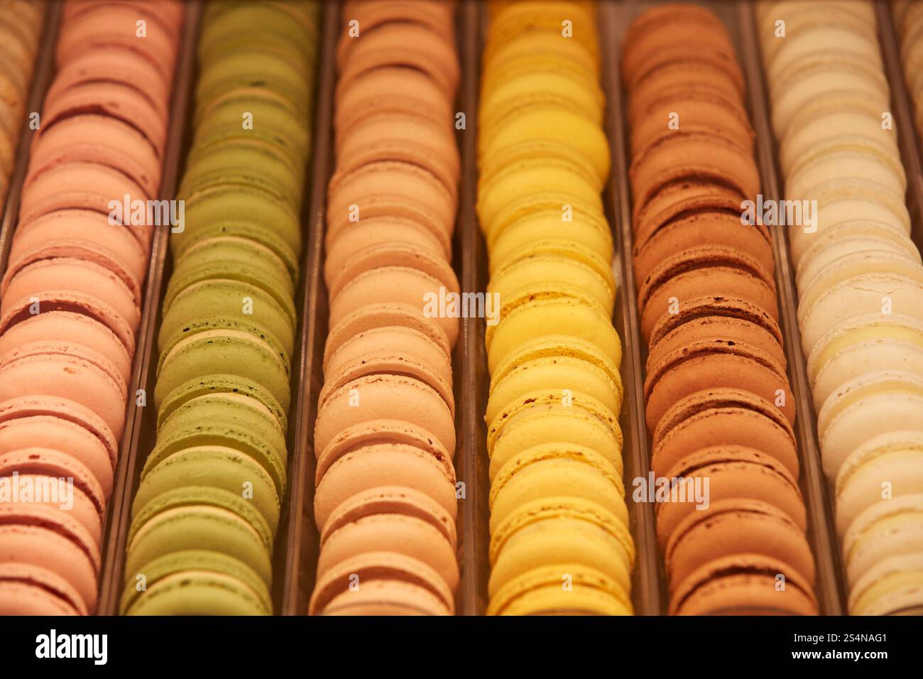 Colorful macarons (French Macaroons) on display at the "Confiteria ...