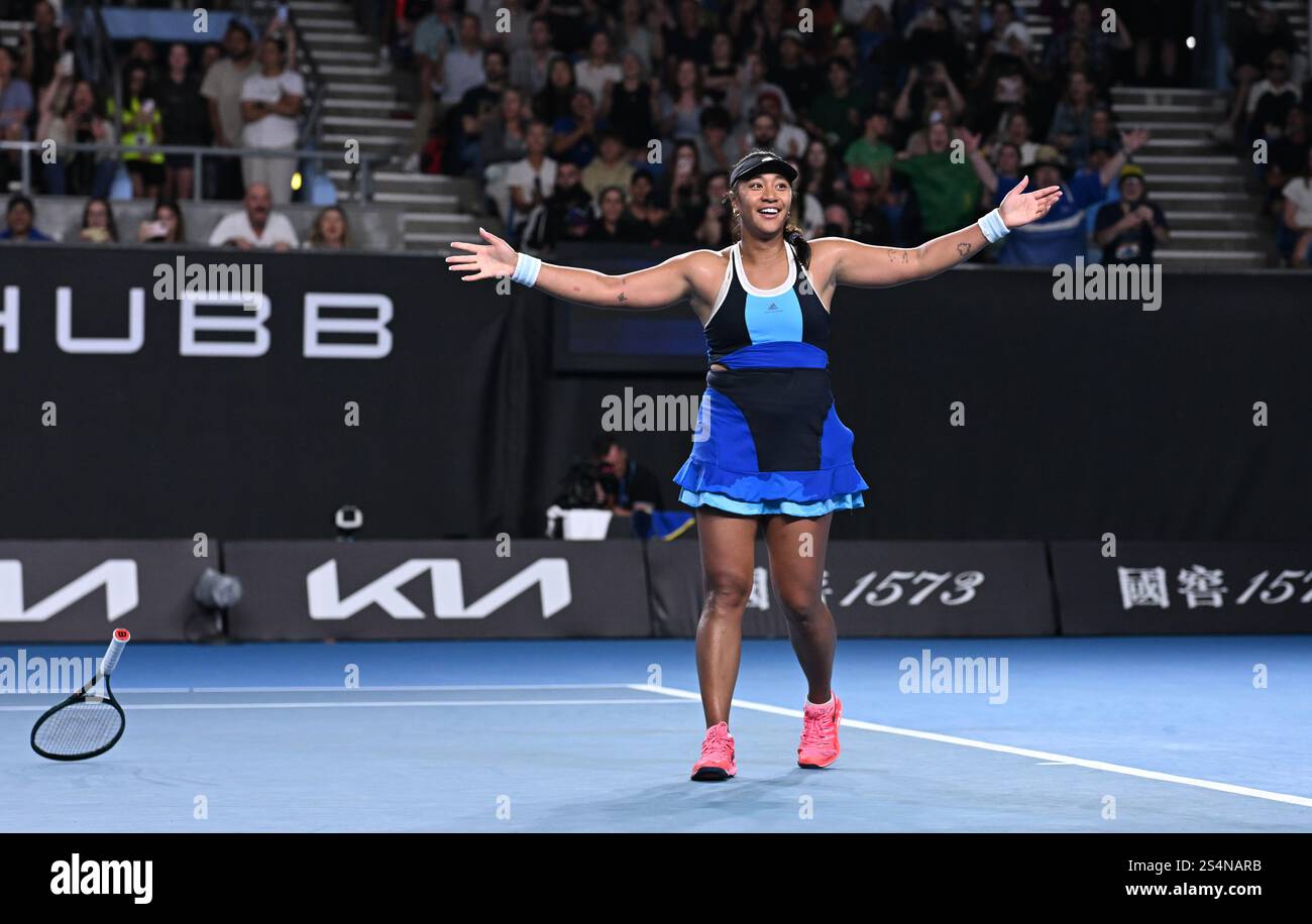 Melbourne, Australia. 13th Jan, 2025. Destanee Aiava of Australia reacts after winning her round ...
