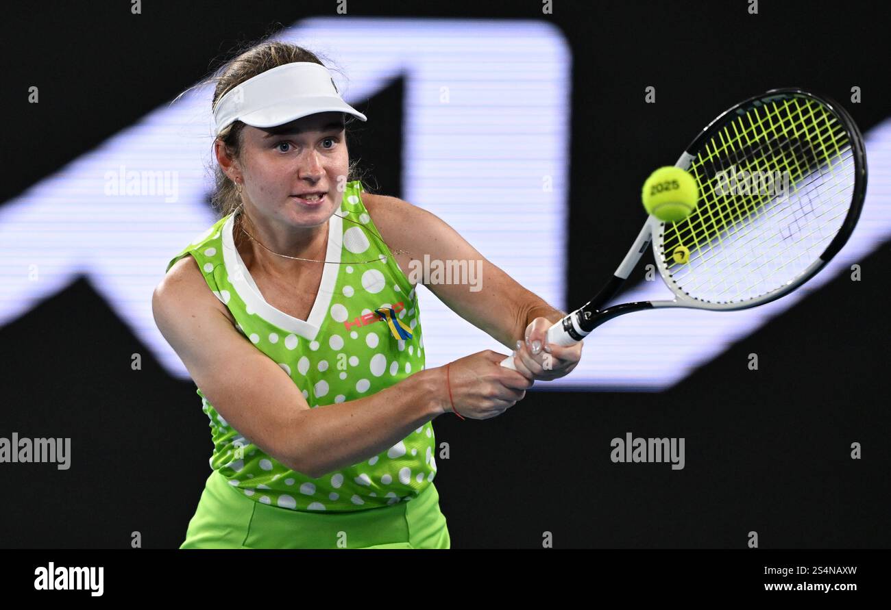Daria Snigur of Ukraine in action during her round 1match against ...