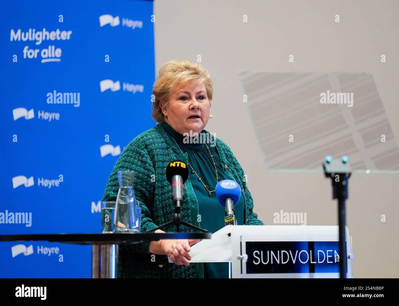 Sundvollen 20250113. Erna Solberg (H) speaks during the Conservative ...