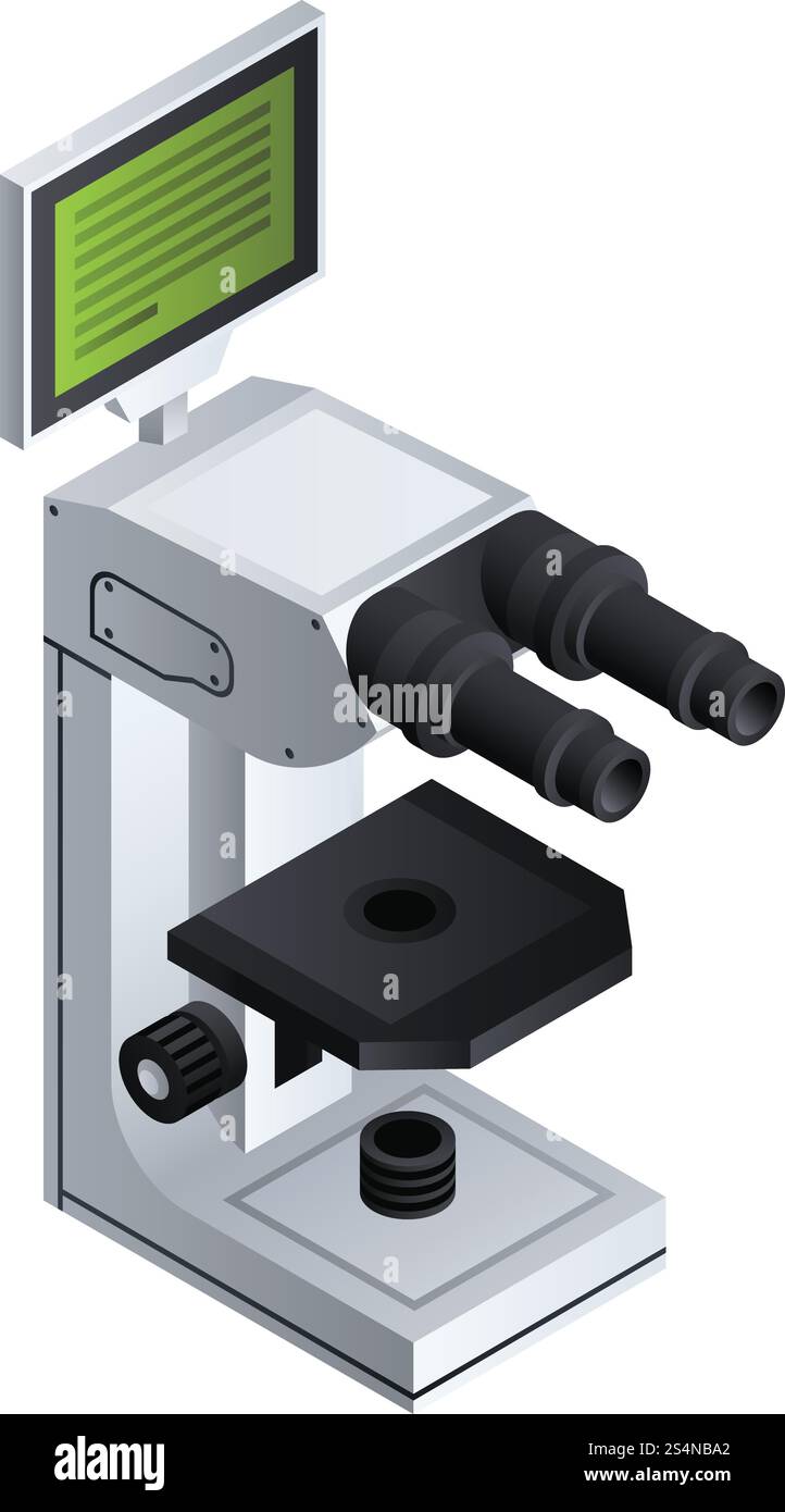 Digital lab microscope icon. Isometric of digital lab microscope vector ...