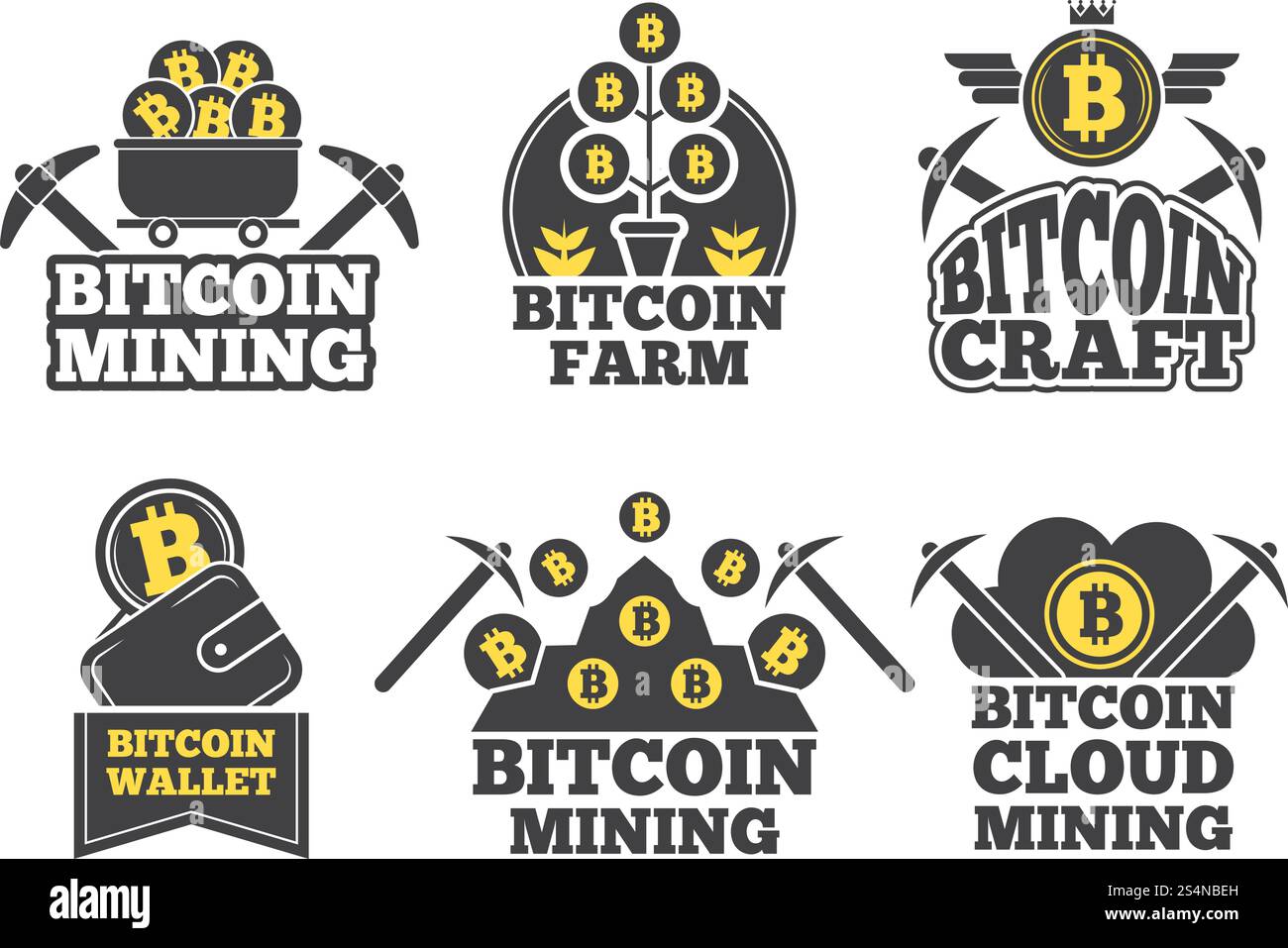 Labels or logos for companies. Monochrome badges for crypto industry ...