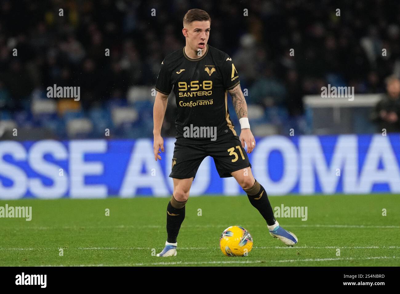 Naples, Italy. 12 Jan, 2025. Tomas Suslov of Hellas Verona during the ...