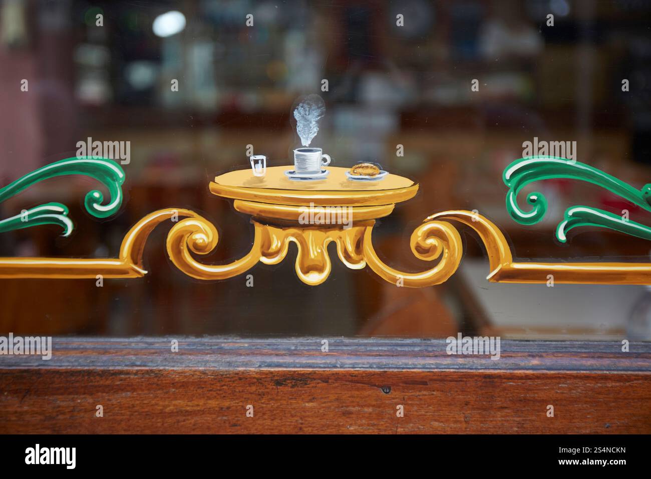 Fileteado art detail at the window of the Notable Bar "El Colonial ...