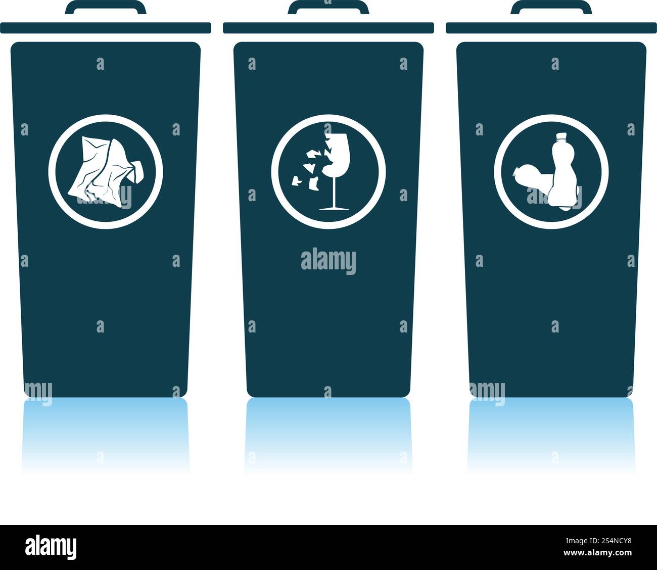 Garbage Containers With Separated Trash Icon. Shadow Reflection Design ...
