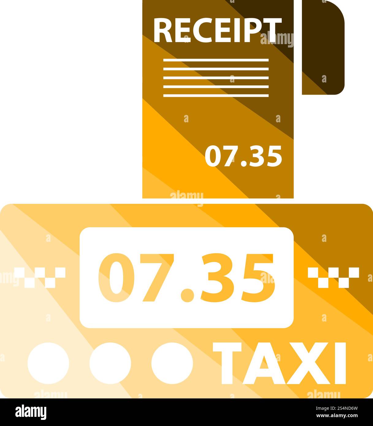 Taxi Meter With Receipt Icon. Flat Color Ladder Design. Vector ...