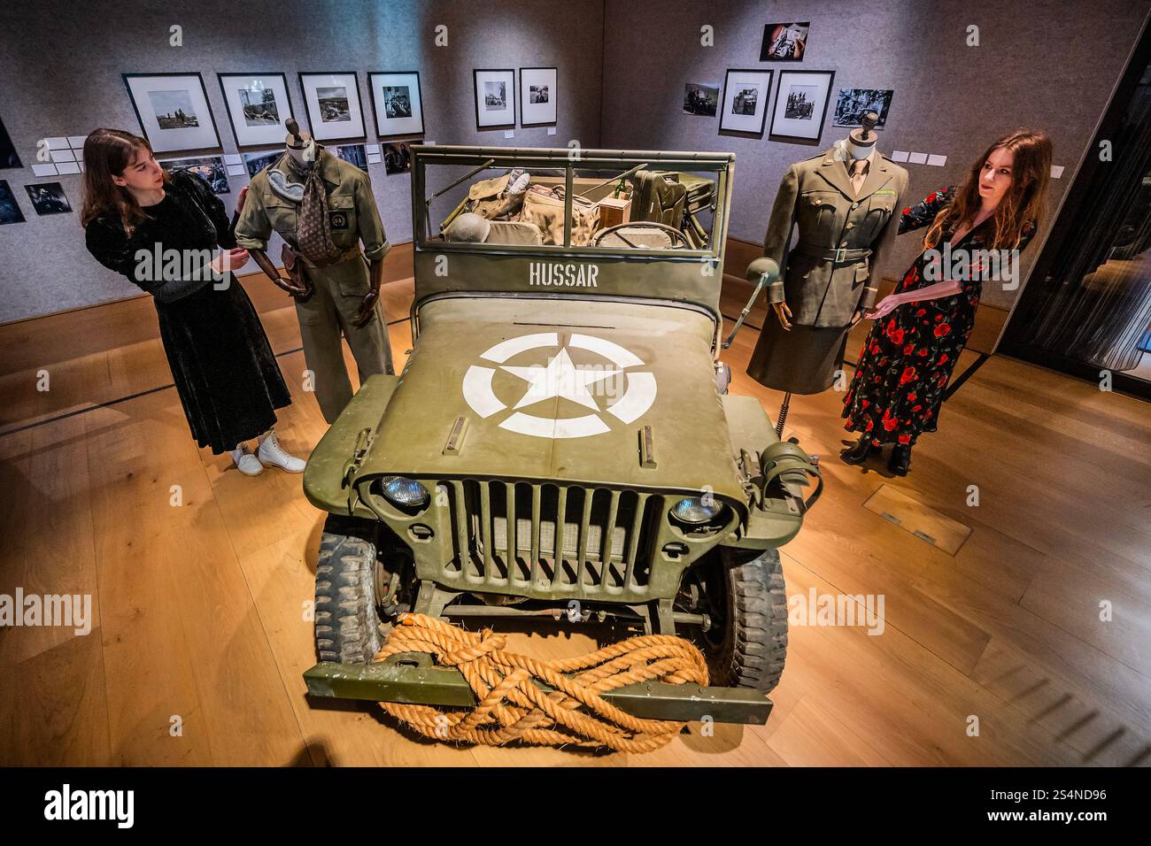 London, UK. 13 Jan 2025. A WW2 jeep as used in the film and costume ...