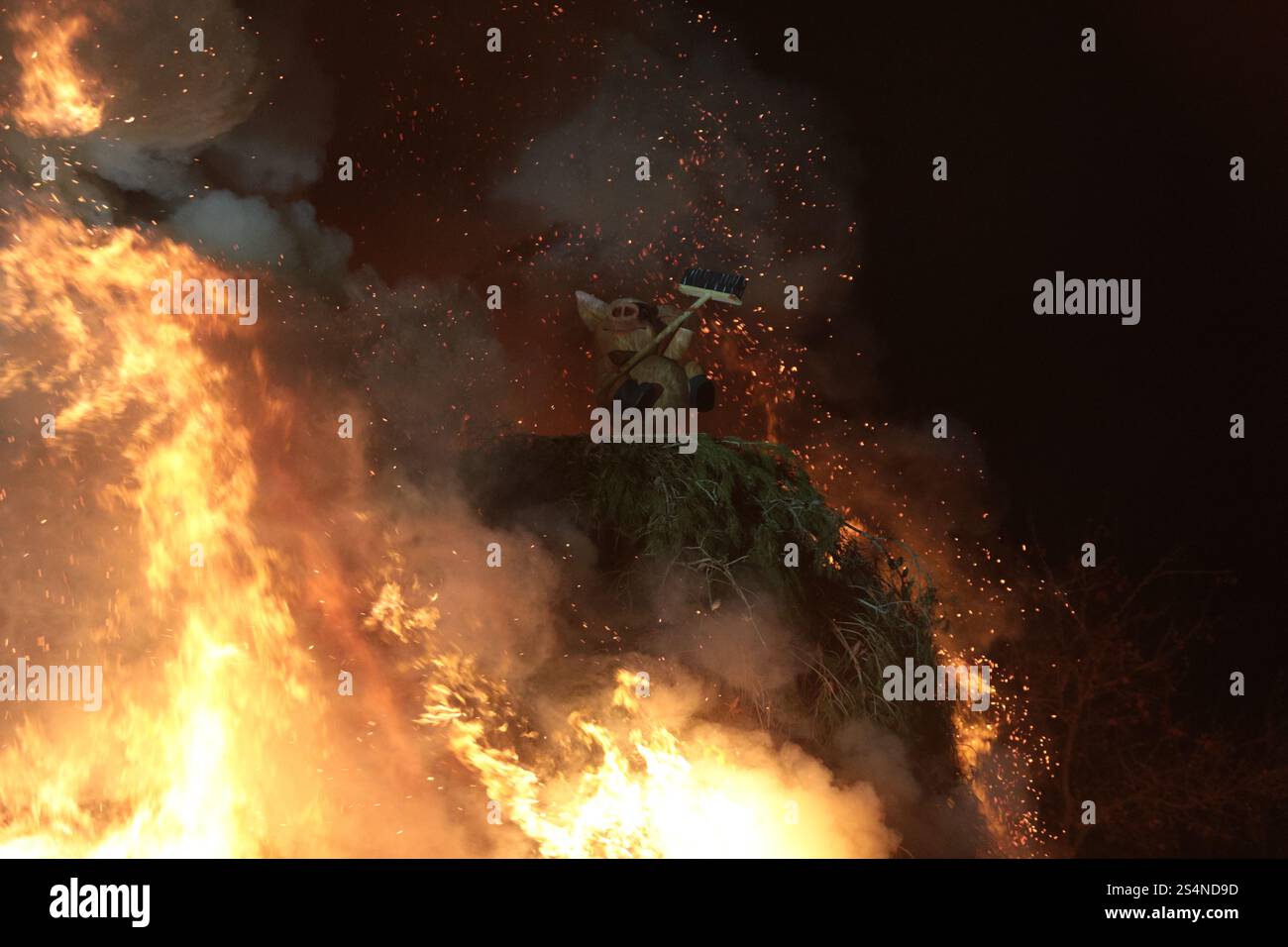Large bonfire to celebrate the festivity of Saint Anthony, patron saint ...