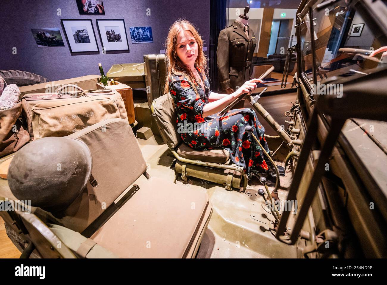 London, UK. 13 Jan 2025. A WW2 jeep as used in the film and costume ...