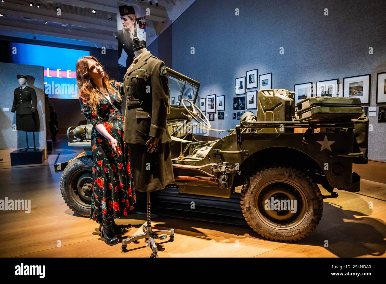 London, UK. 13 Jan 2025. A WW2 jeep as used in the film and costume ...