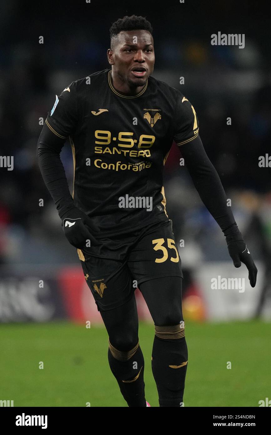Naples, Italy. 12 Jan, 2025. Daniel Mosquera of Hellas Verona during ...