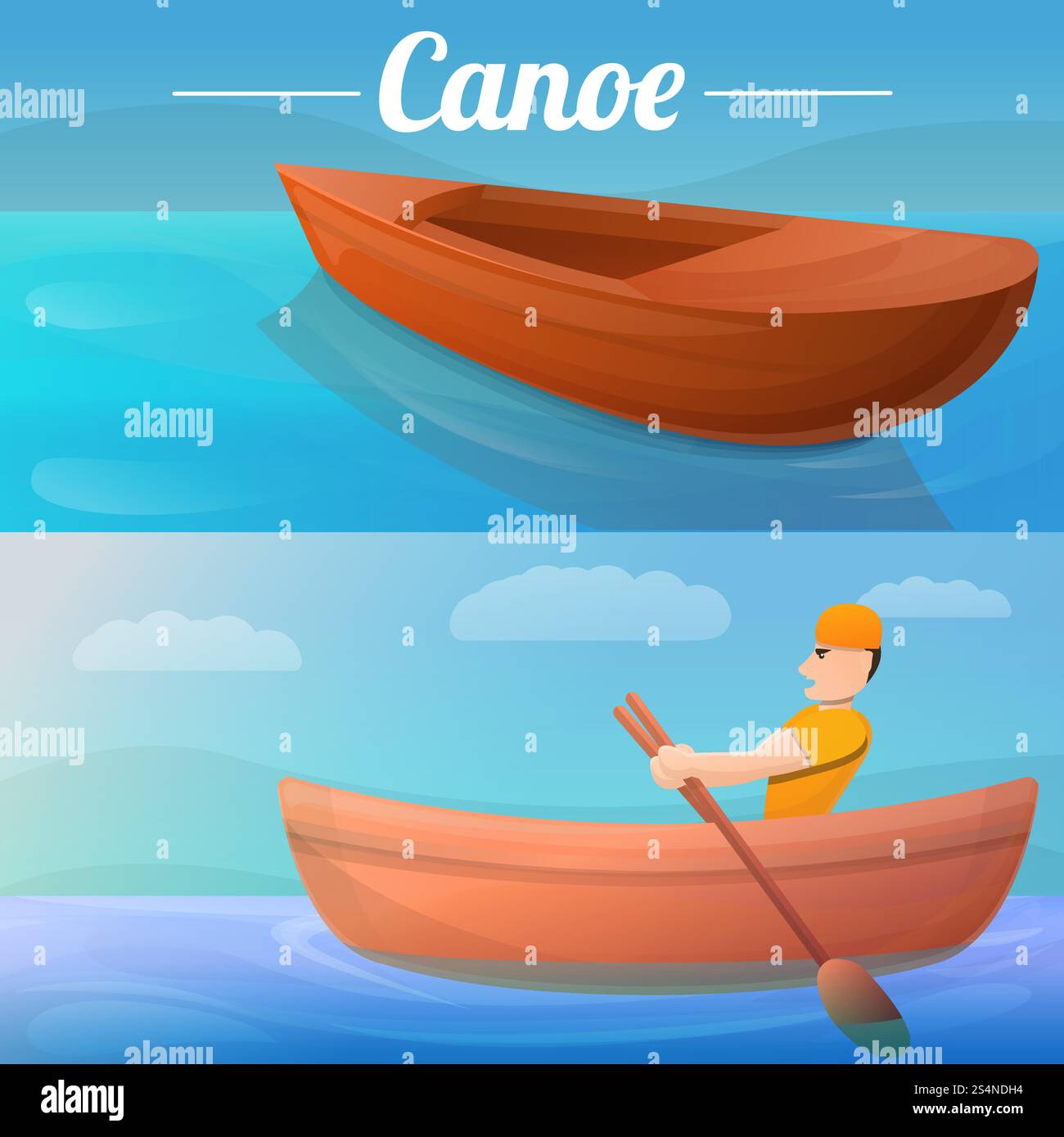 Canoeing banner set. Cartoon illustration of canoeing vector banner set ...