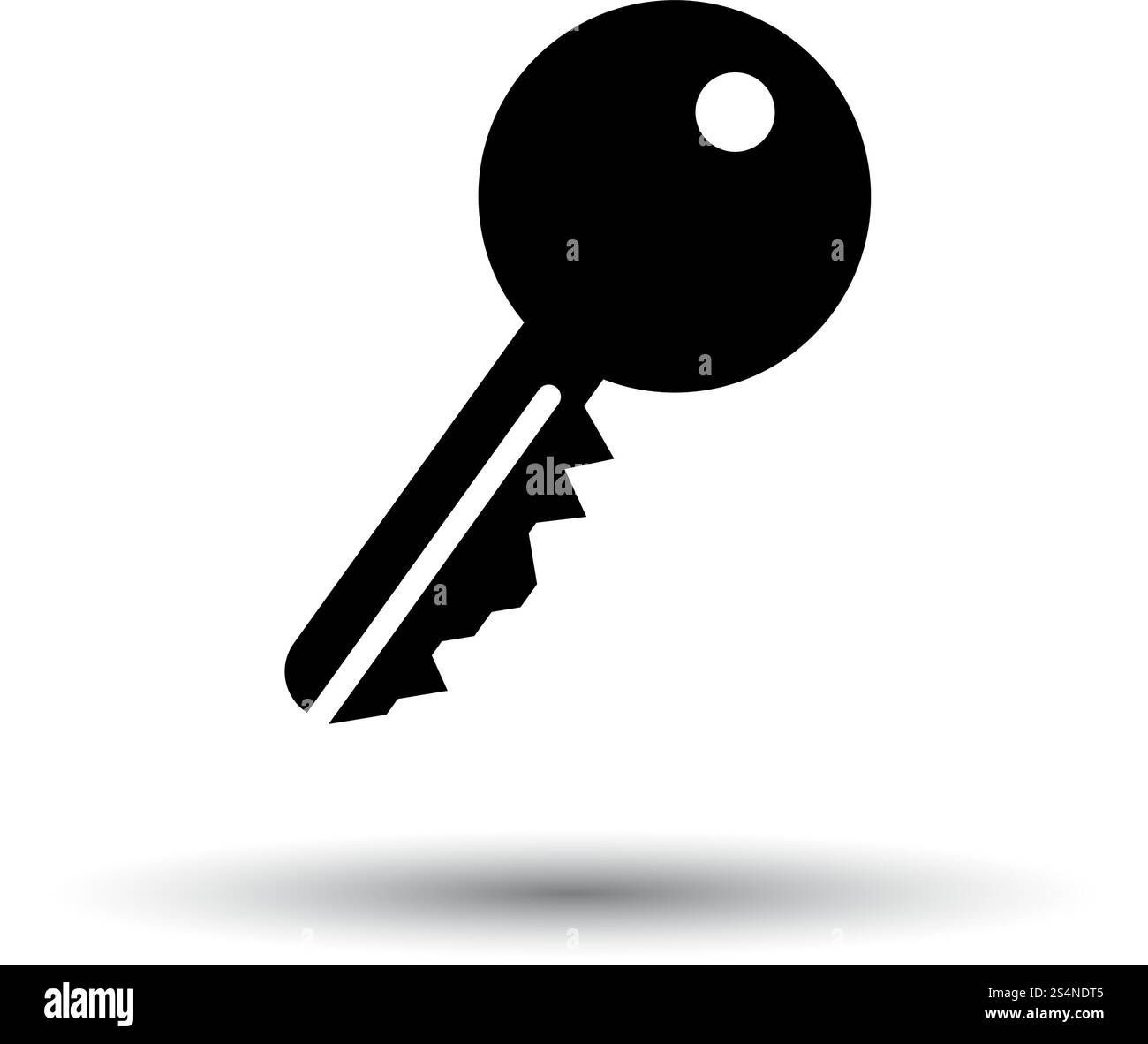 Key Icon. Black on White Background With Shadow. Vector Illustration ...