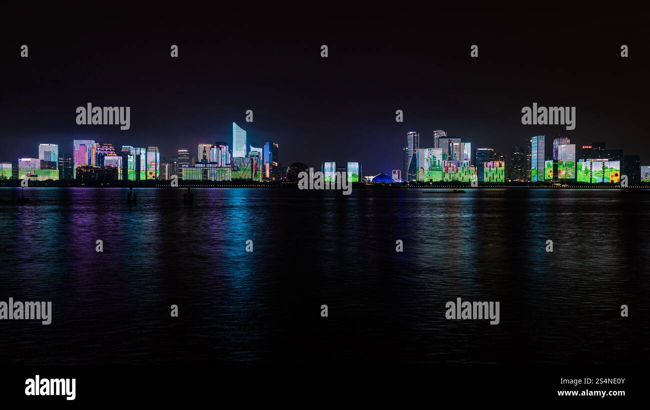 Qianjiang New City (Qianjiang CBD) Night, view Hangzhou, Zhejiang ...