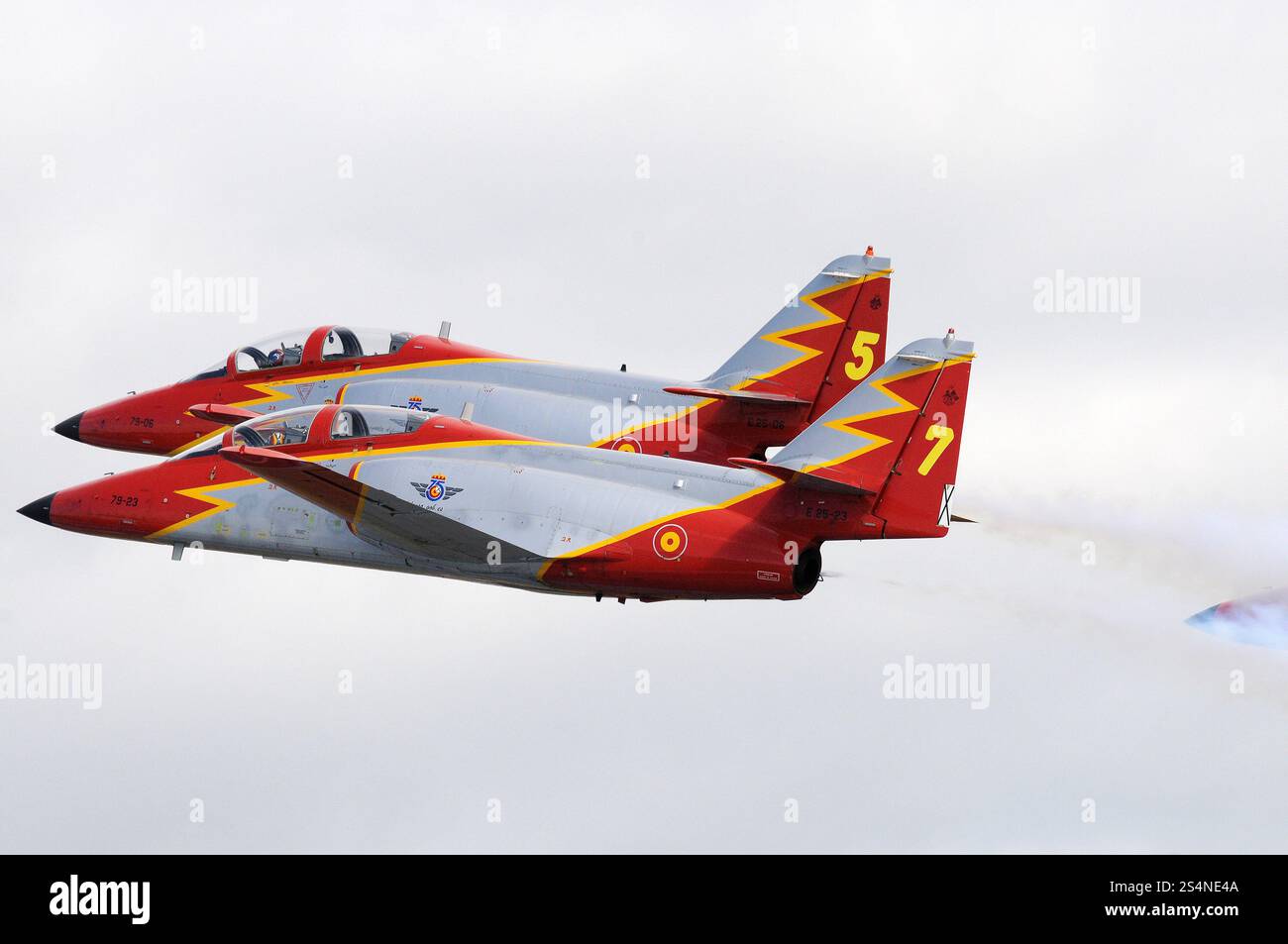 Spanish Air Force Patrulla Aguila aerobatic team. The flight consists ...