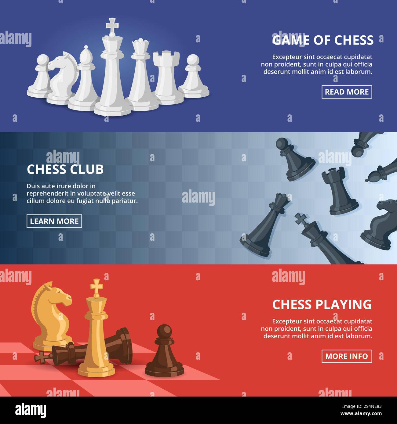 Horizontal banners set with illustrations of chess. Vector design ...