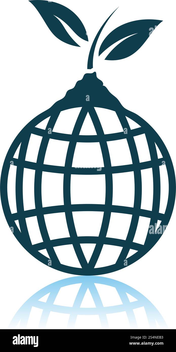 Planet With Sprout Icon. Shadow Reflection Design. Vector Illustration ...