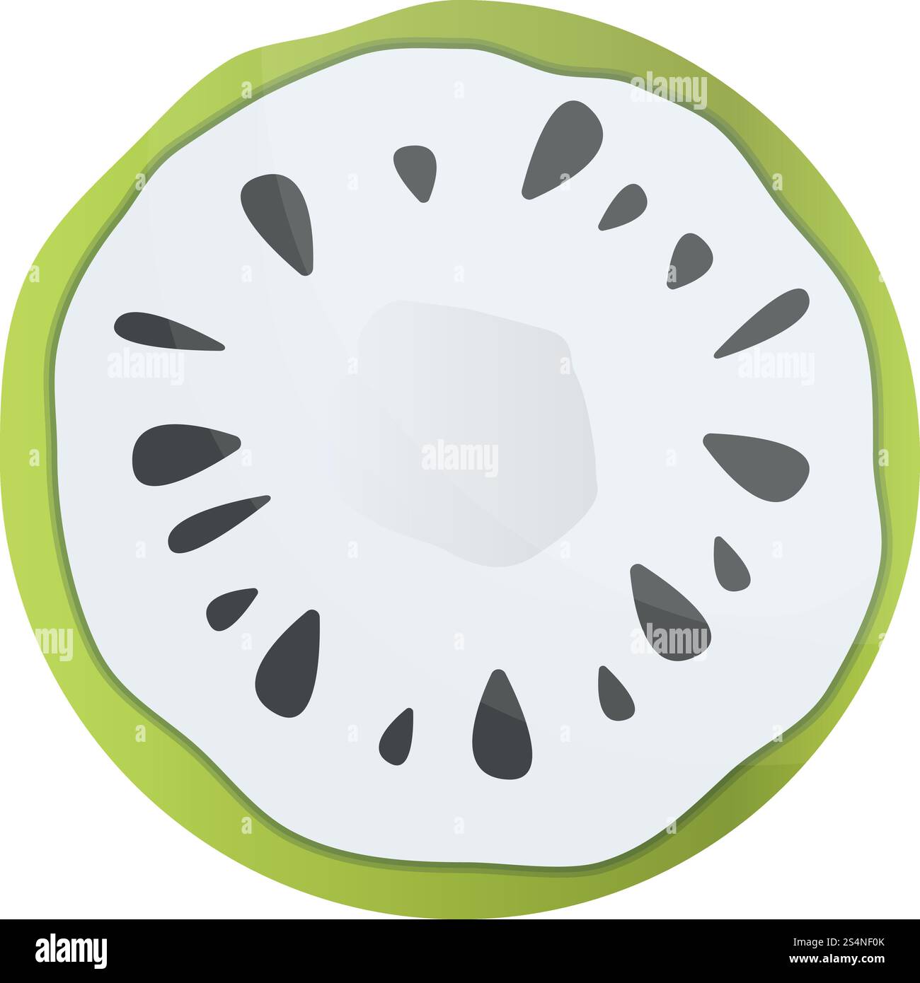 Round slice soursop icon. Cartoon of round slice soursop vector icon for web design isolated on ...