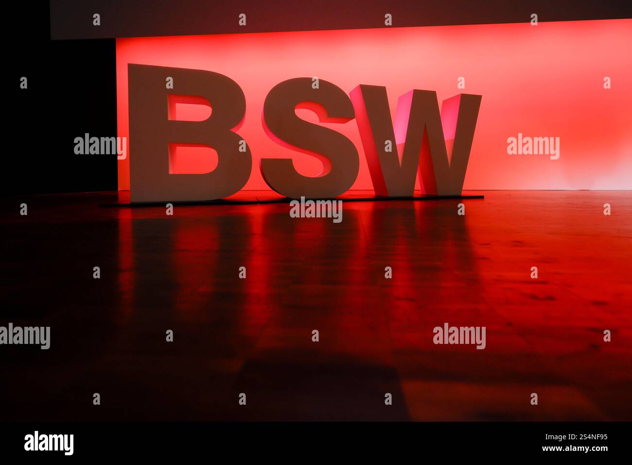 Das Logo der Partei BSW auf dem Bundesparteitag der Partei Bündnis ...