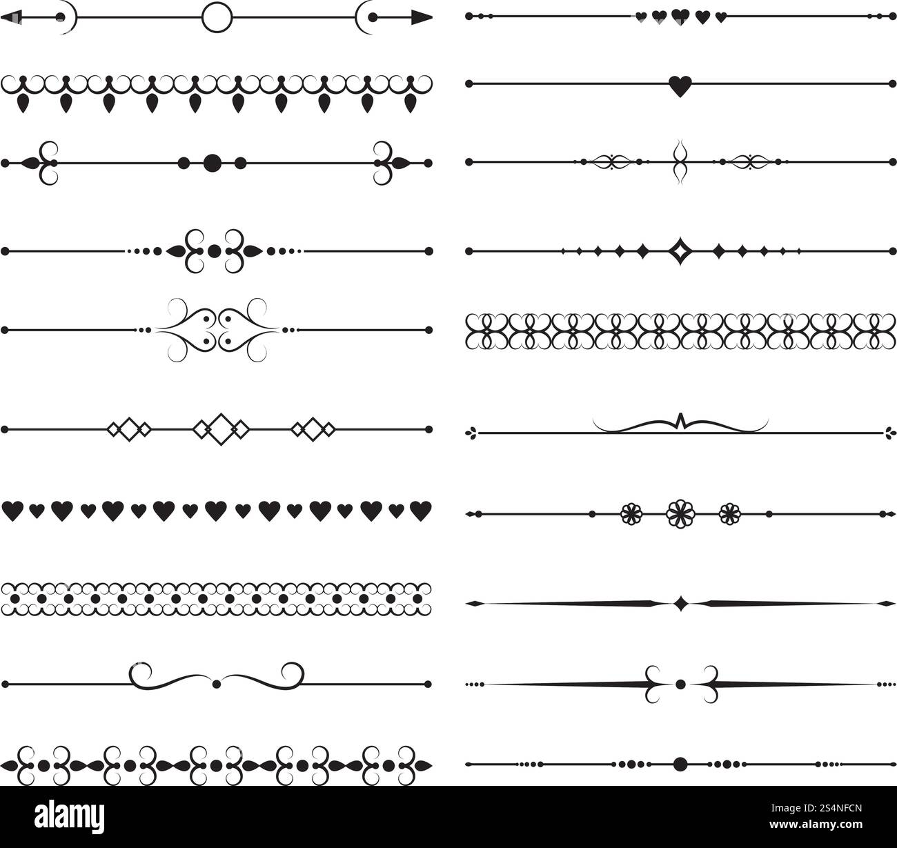 Vintage lines borders with ornate elements. Ornamental dividers vector ...