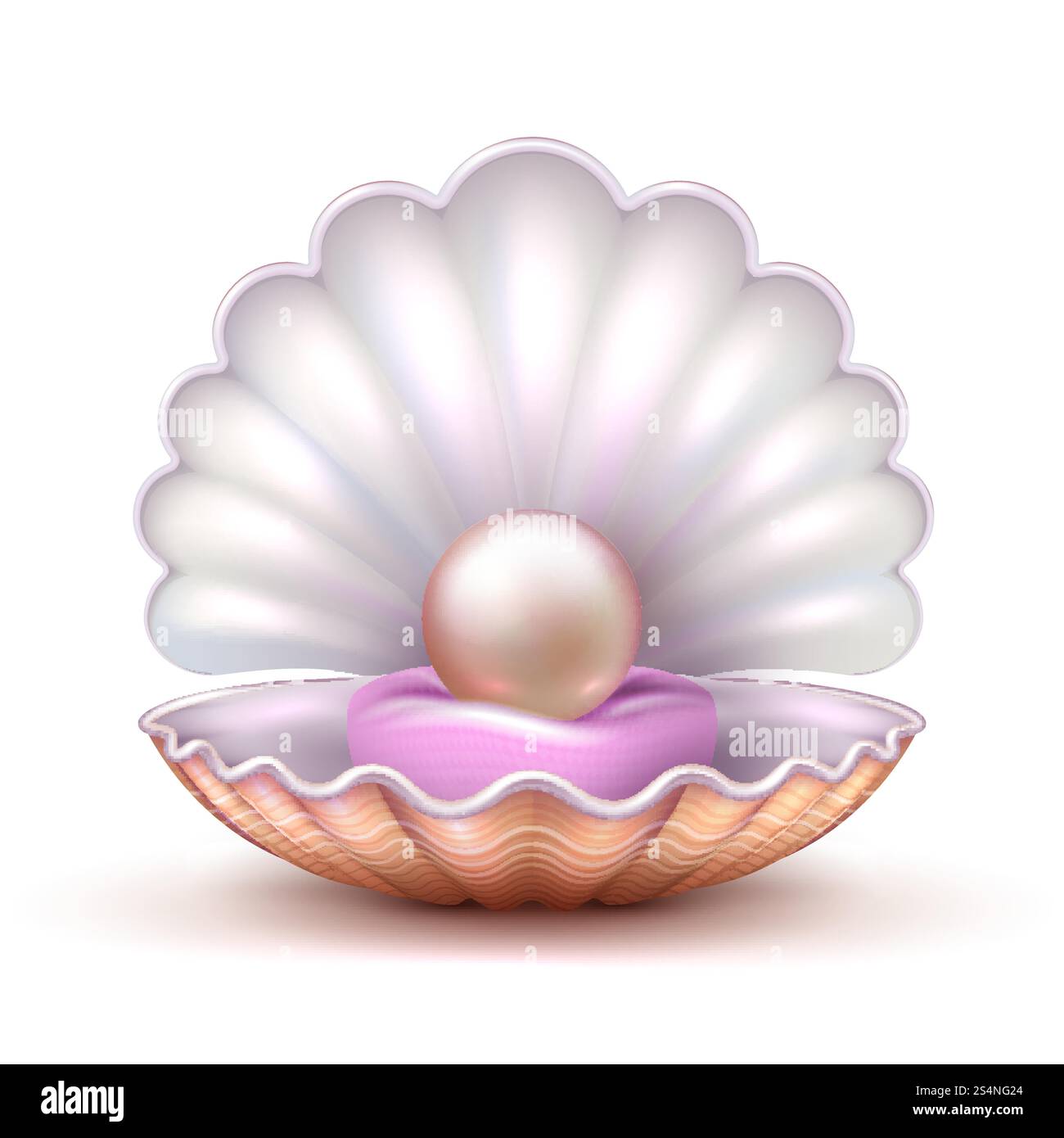 Open oyster sea shell with valuable pearl isolated. Realistic 3d vector ...