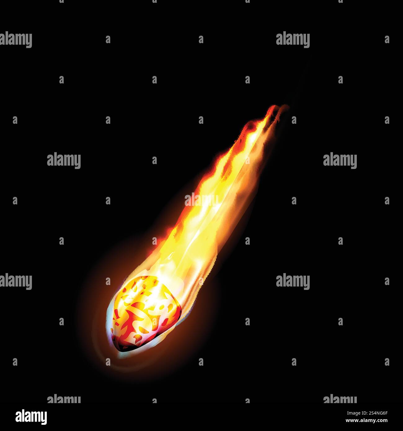 Fire meteorite icon. Realistic illustration of fire meteorite vector ...