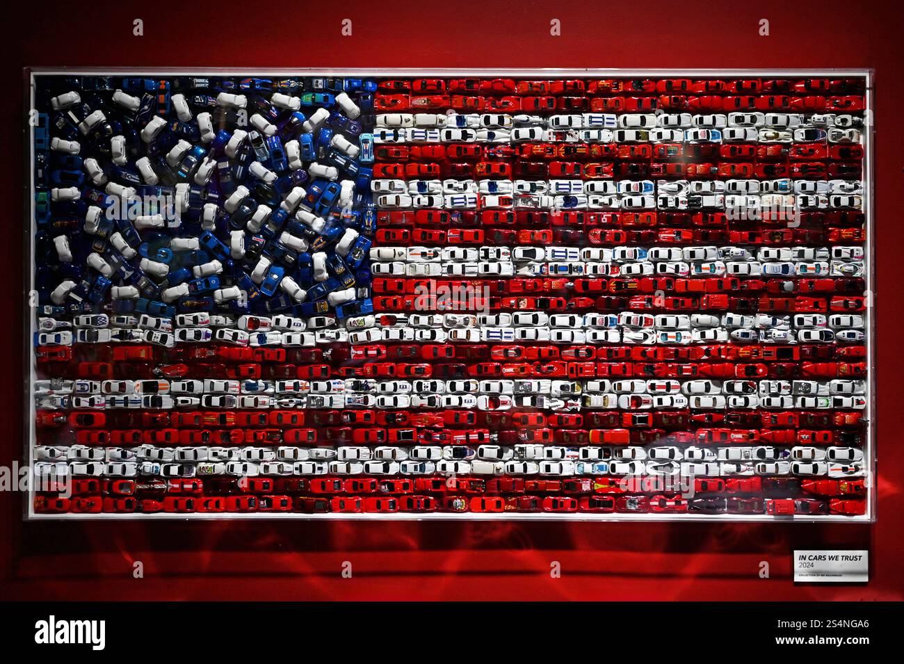 American flag made from toy cars at Petersen Automotive Museum on ...