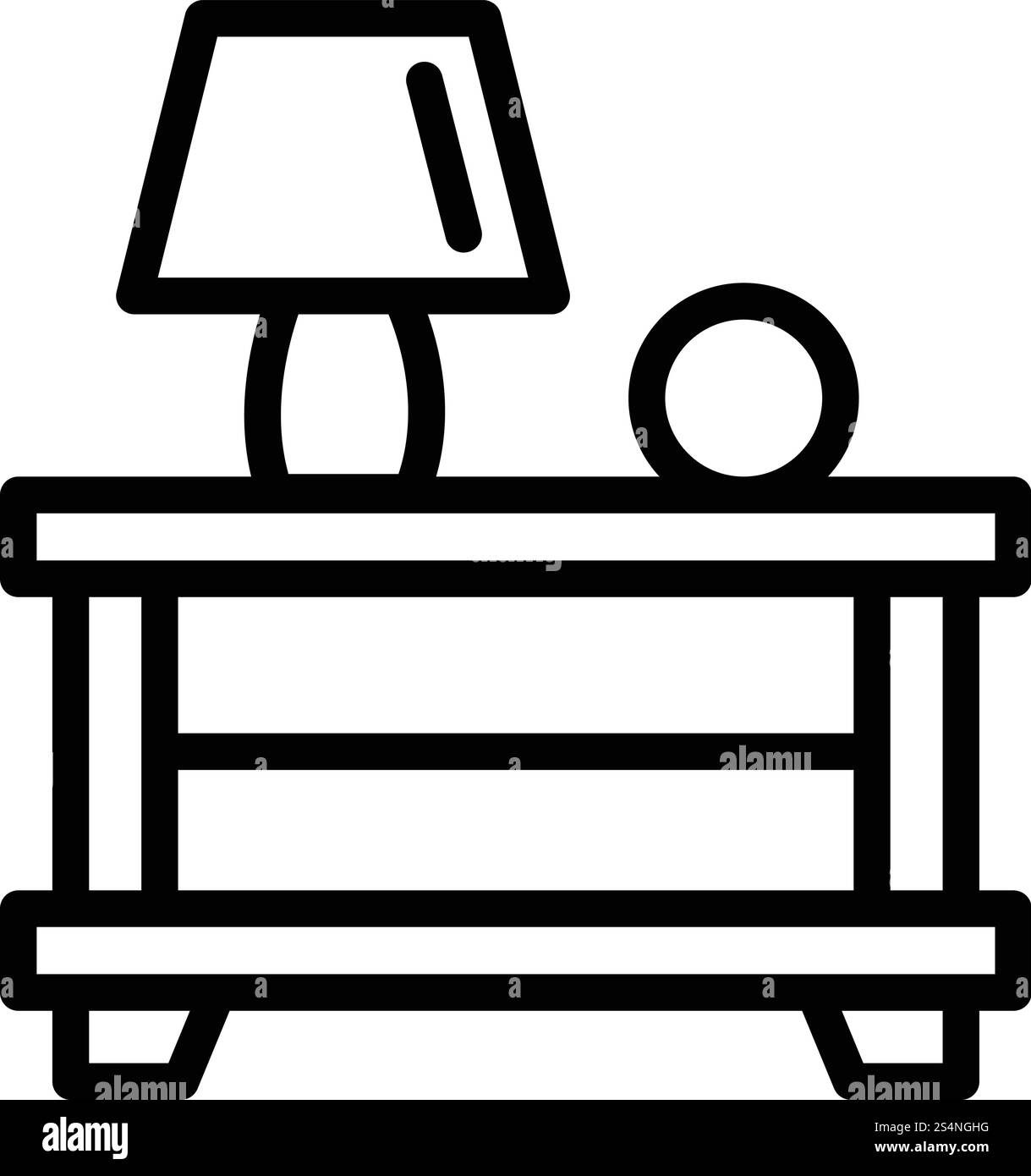 Lamp on the bedside table icon. Outline lamp on the bedside table ...