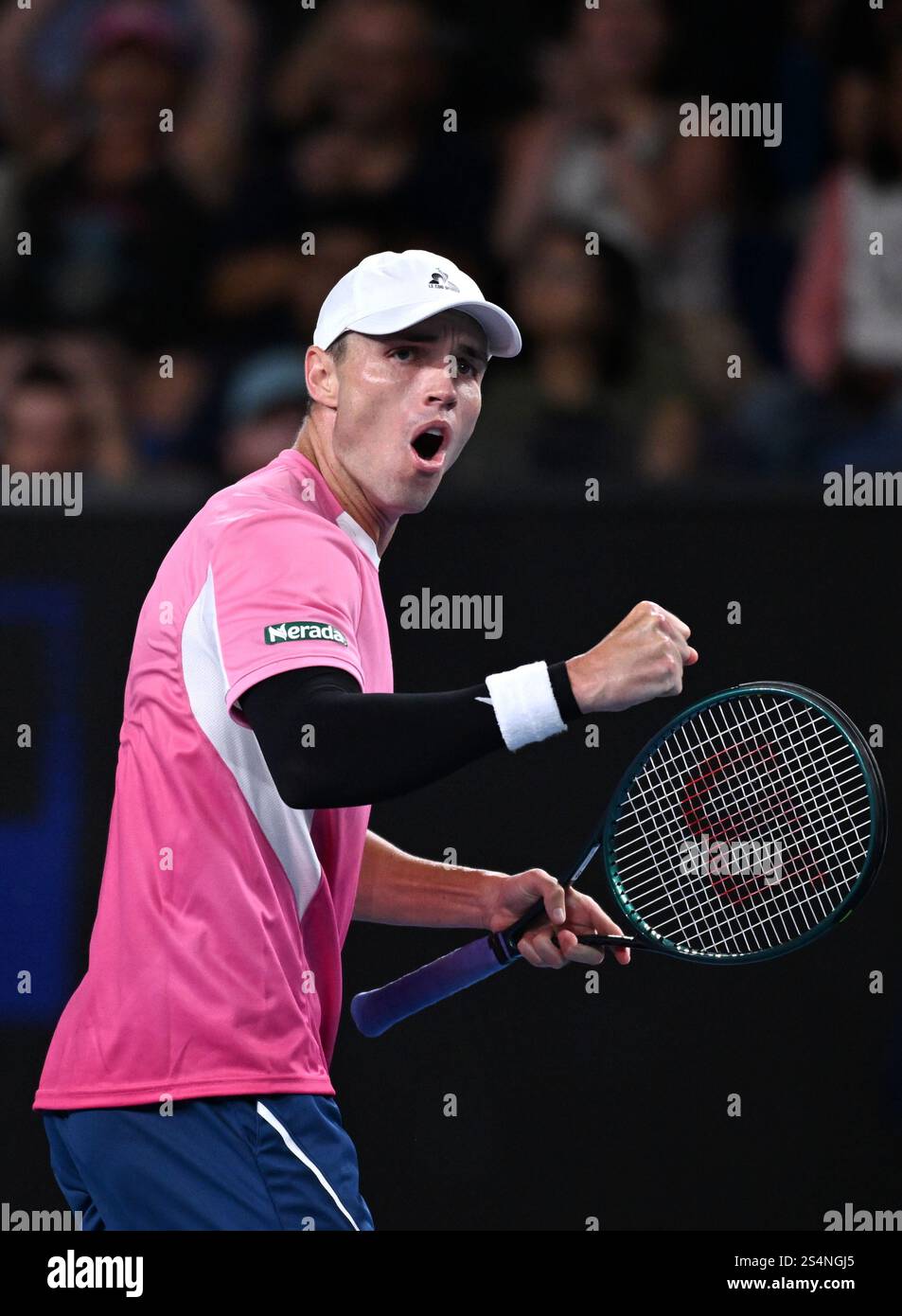 Melbourne, Australia. 13th Jan, 2025. Tommy Paul of USA reacts during ...