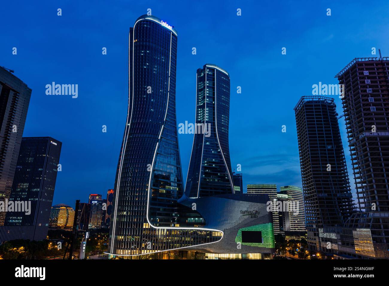 Qianjiang New City (Qianjiang CBD) Night view in Hangzhou, Zhejiang ...