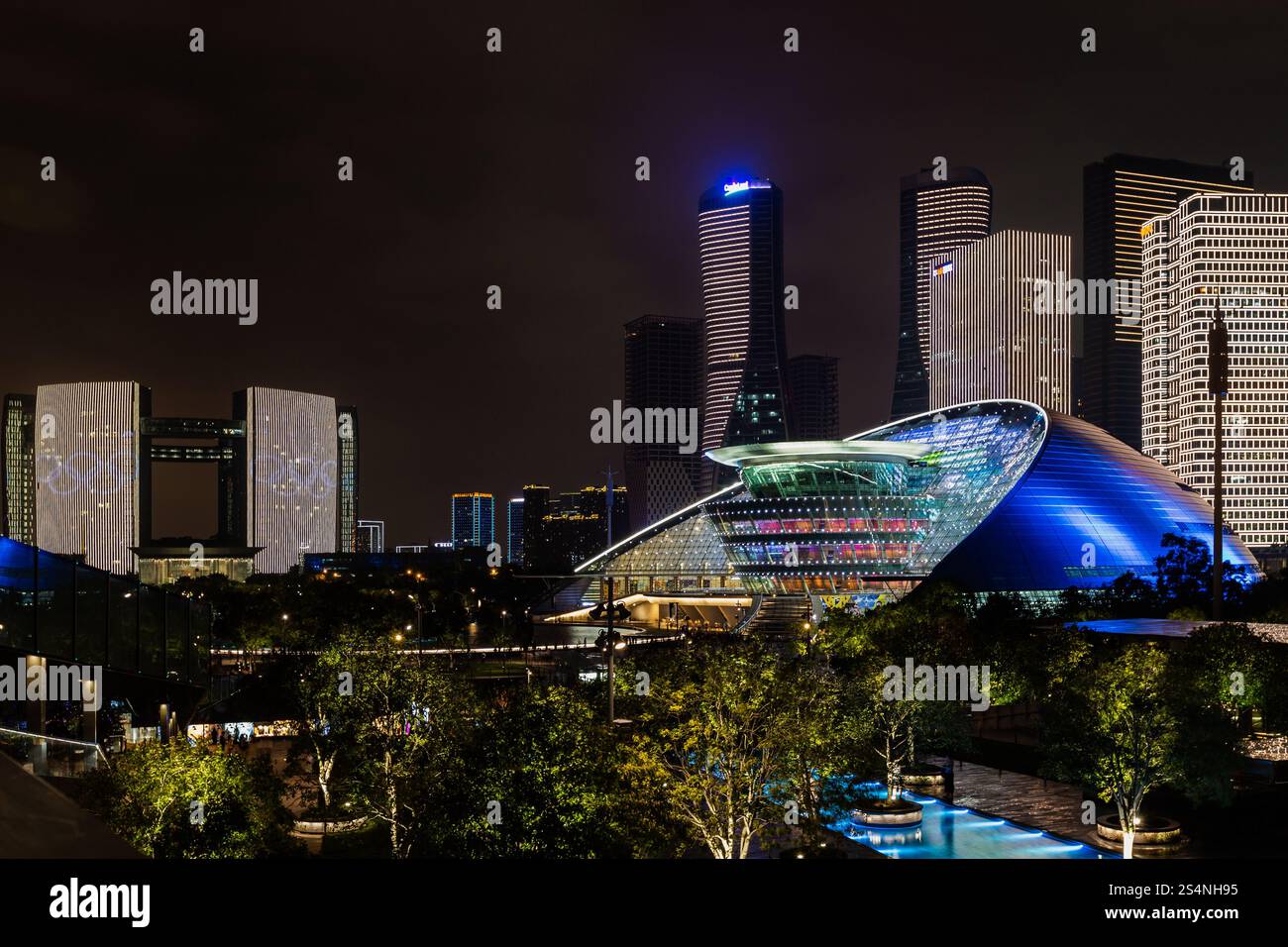 Qianjiang New City (Qianjiang CBD) Night view in Hangzhou, Zhejiang ...