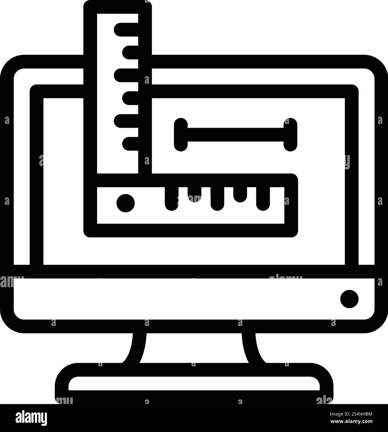 Monitor measurement icon. Outline monitor measurement vector icon for ...