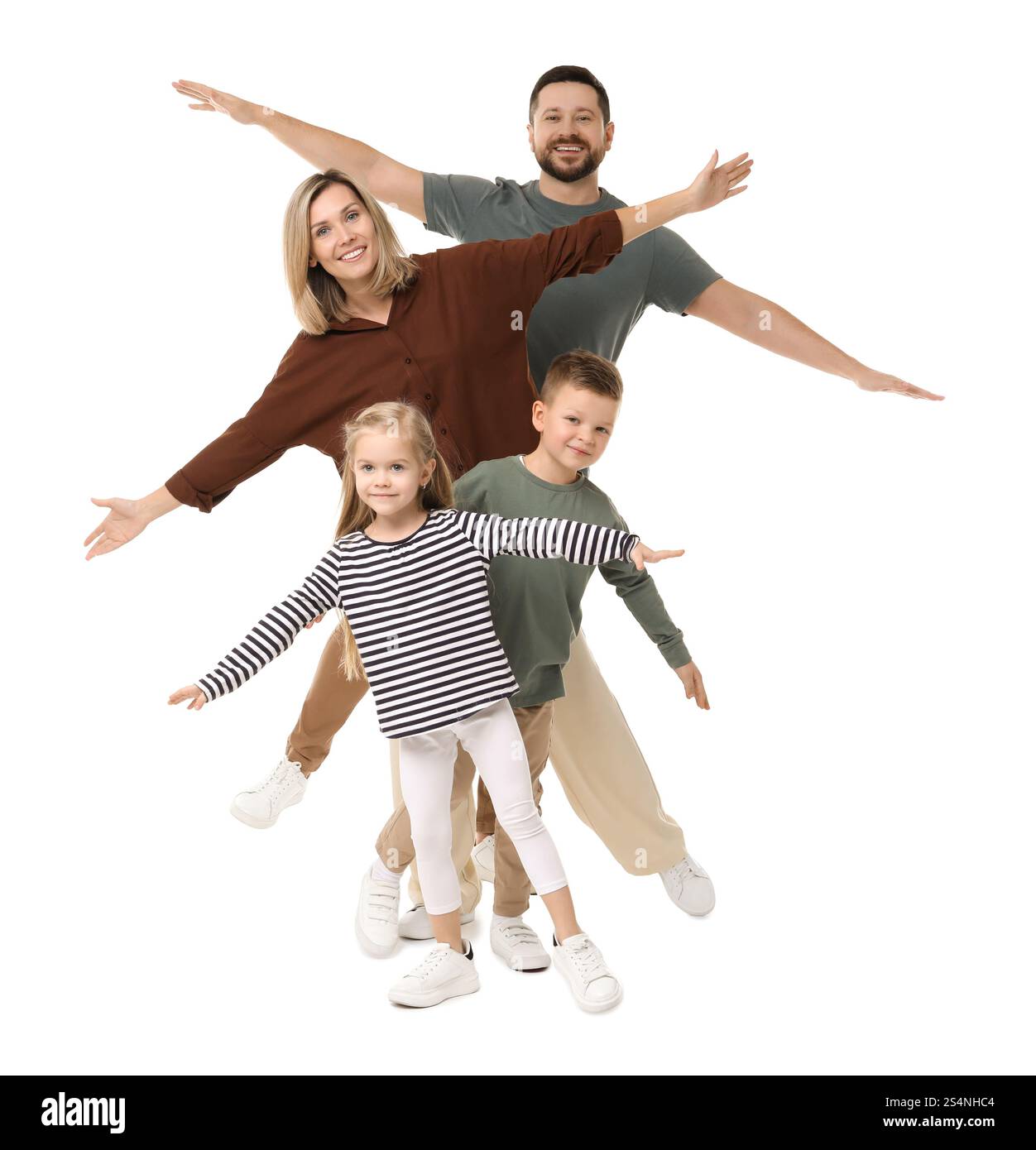 Happy parents and their children on white background Stock Photo - Alamy