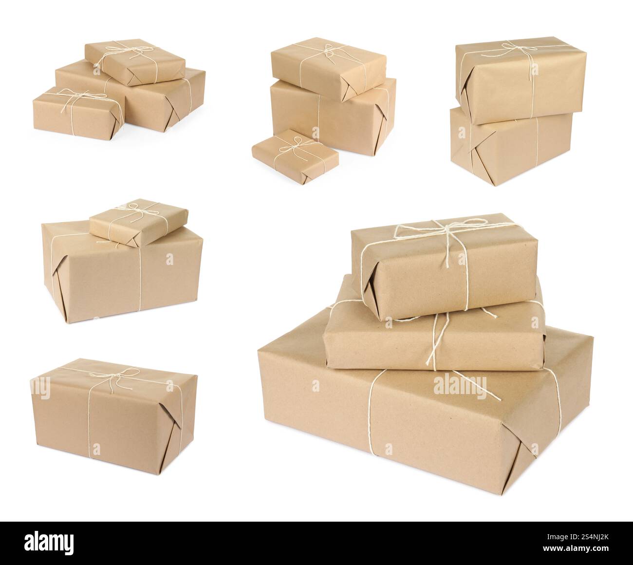 Many different parcels isolated on white, set Stock Photo - Alamy