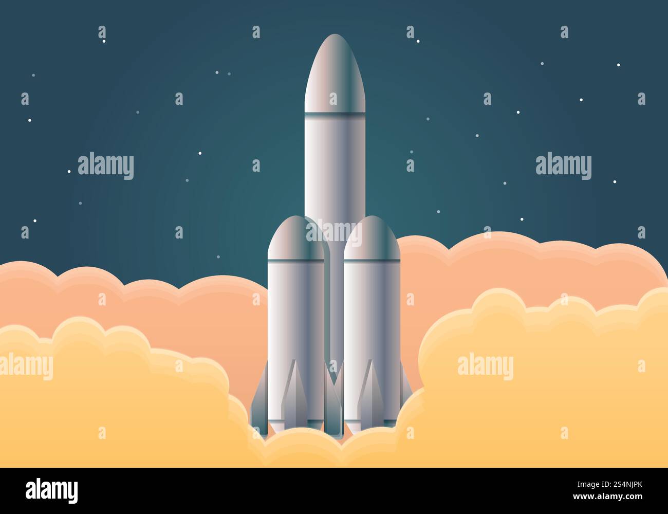 Spaceship entering in space concept banner. Cartoon illustration of ...