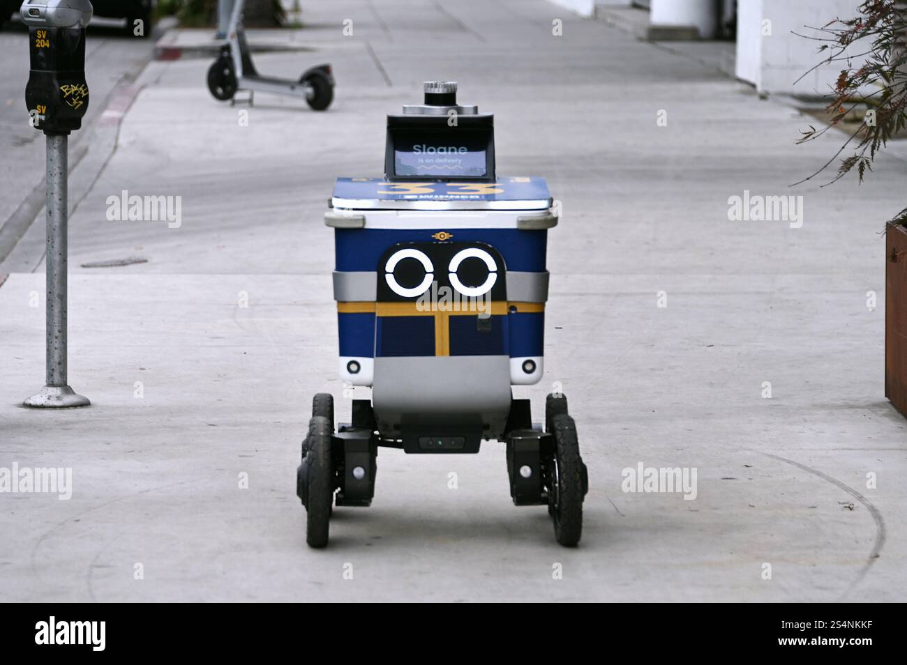 Amazon delivery robot on Sunset Boulevard, Los Angeles, California, USA ...
